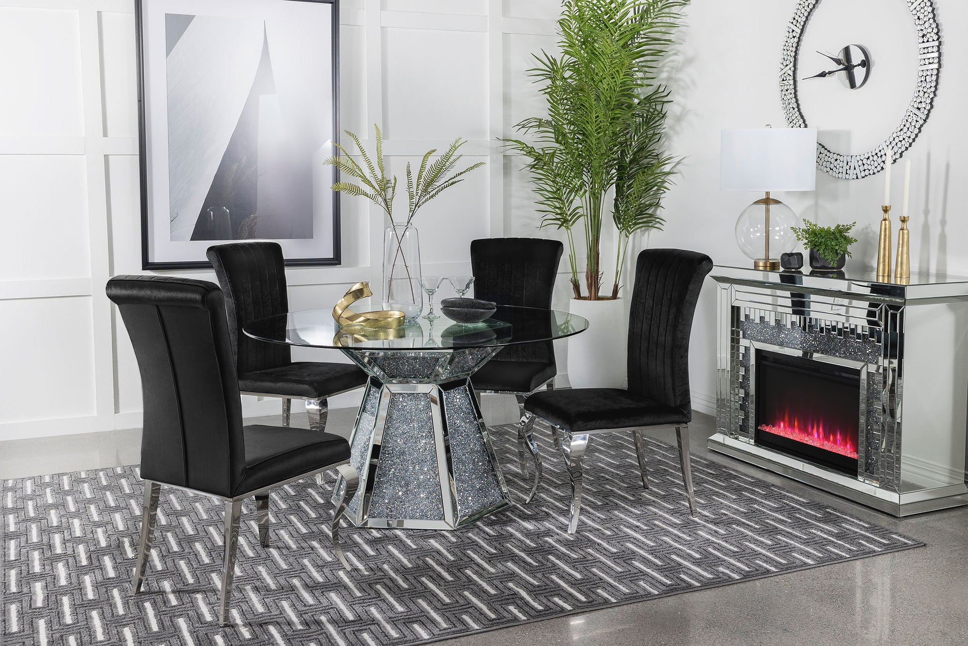 Small mirrored dining table store